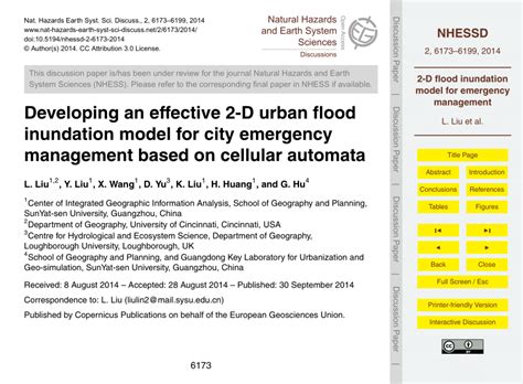 Pdf Developing An Effective 2 D Urban Flood Inundation Model For City