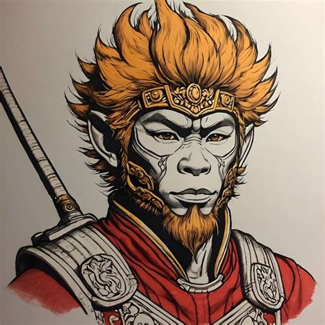 Premium Photo Ai Drawing Image Of Sun Wukong Made With Minimalistic