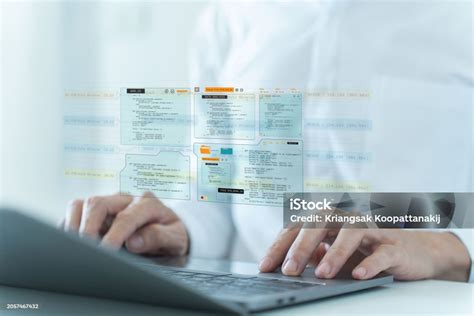Software Developer Or Programmer Coding Program With Laptop Data