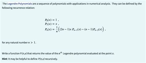 answered the legendre polynomials are a sequence… bartleby