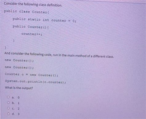 Solved Consider The Following Class Definition Public Class