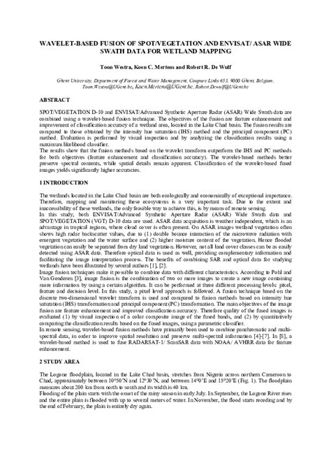 Pdf Wavelet Based Fusion Of Spotvegetation And Evisatwide Swath