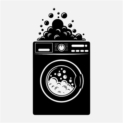 Washing Machine With Overflowing Soap Bubbles Icon Premium Vector