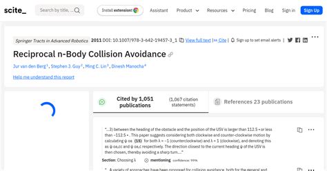 Reciprocal N Body Collision Avoidance Scite Report