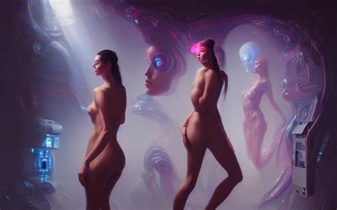 Beauty Woman In Holograms Of Alien Artifacts Stable Diffusion