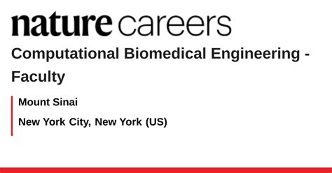 Computational Biomedical Engineering Faculty Job With Mount Sinai