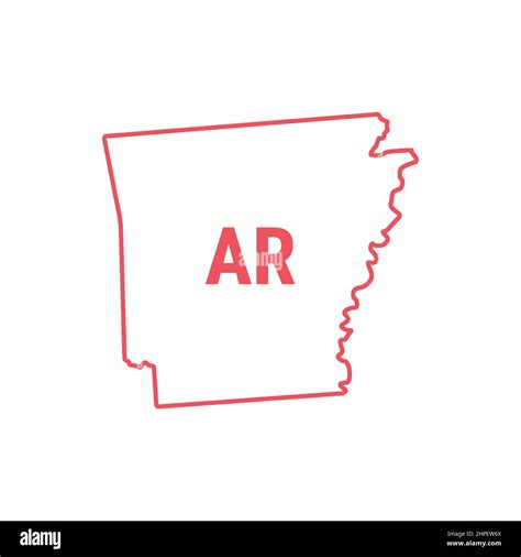 Arkansas Us State Map Red Outline Border Vector Illustration Isolated On White Two Letter