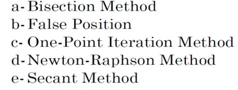 Solved Find The Root Of The Function Using The Following Chegg Com