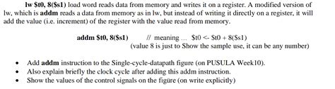 Solved Lw Which Is Addm Reads A Data From Memory As In Lw