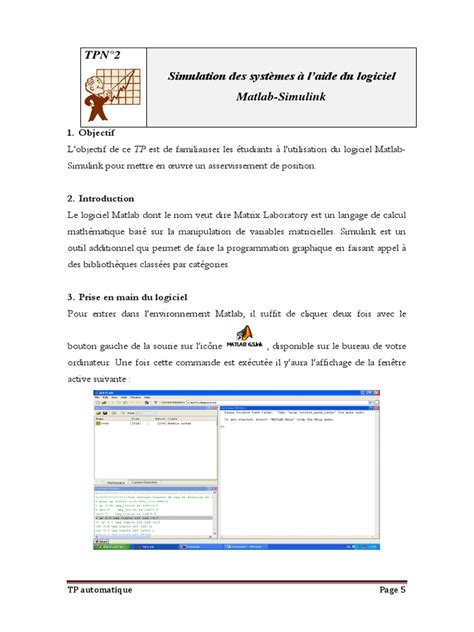 tp2 simulation systemes logiciel matlab simulink pdf automation matlab