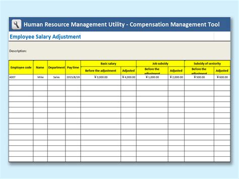 Excel Of Management Utility Compensation Tool Xls Wps Free Templates