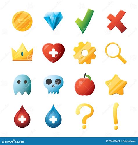 Game UI Assets Set Gaming User Interface Icons Collection Stock Vector Illustration Of Chest
