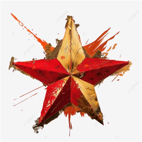 상징적인 빨간색과 금색 별 그림 추상적인 미술 페인트 등 Png 일러스트 및 이미지 에 대한 무료 다운로드 Pngtree
