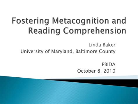 Ppt Fostering Metacognition And Reading Comprehension Powerpoint Presentation Id 1102658