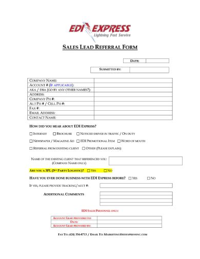 Free 5 Sales Lead Forms In Pdf