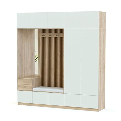 Шкаф распашной BestMebel Шкаф в прихожую с вешалкой и сиденьем Дублин ...