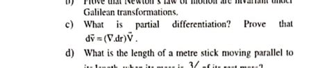 Galilean Transformations C What Is Partial Differentiation Prove That