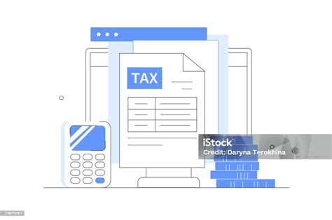 에서 세금을 채우고 분석합니다 재무 감사 개념 온라인 세금 디지털 송장 양식 계산기 및 감사 보고서 평면 만화 벡터 일러스트 레이 션 아이콘 스타일리시한 추상 가계에 대한