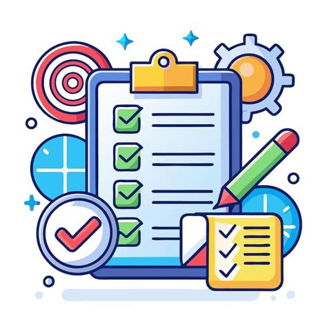Checklist With Checkmarks And Pencil Target And Gear Icons Premium Ai Generated Vector