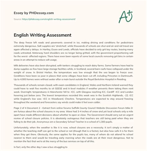English Writing Assessment
