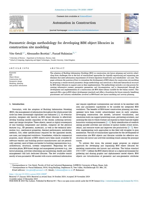 Parametric Design Methodology For Developing Bim Object2025automation