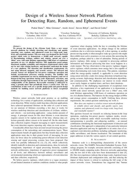 Design Of A Wireless Sensor Network Platform For Tinyos