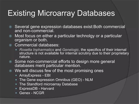 microarrays databases pptx databases computer software and applications