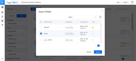 Managing Model And Version — Enos™ Enterprise Analytics Platform