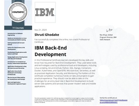 Shruti Ghodake On Linkedin Ibm Coursera Backenddevelopment