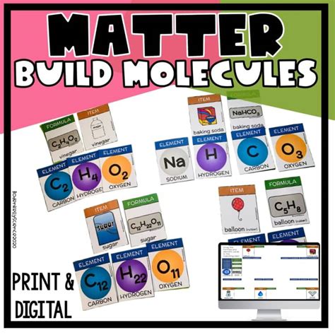 Common Molecules Examples Game And Card Sort Building Molecules Digital And Print