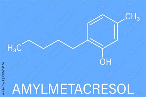 Amylmetacresol Antiseptic Drug Molecule Used In Lozenges To Treat Sore Throat Skeletal Formula