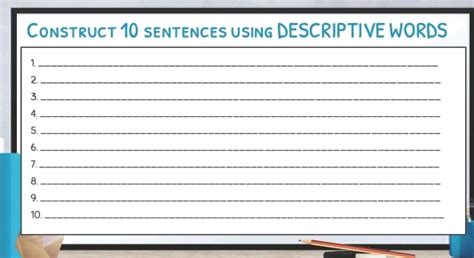 Construct 10 Sentences Using DESCRIPTIVE StudyX