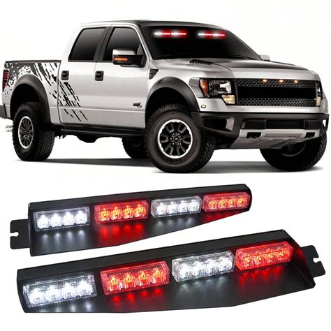 LED Visor Strobe Light Bar Interior Windshield Sunvisor Emergency Hazard Warning Flashing