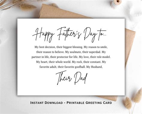 Fathers Day Card From Wife Sentimental Husband Dad Card Digital