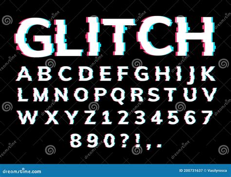 Glitch Font Letter Game Digital Pattern Glitch Alphabet Hipster Font