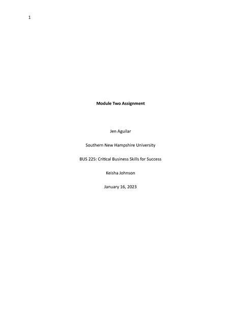Bus225 Module Two Assignment 1 Module Two Assignment Jen Aguilar