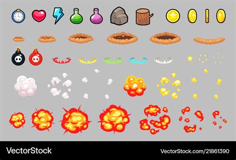 Explosion Game Assets Royalty Free Vector Image