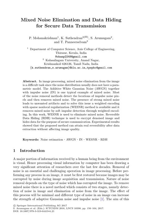 pdf mixed noise elimination and data hiding for secure data transmission