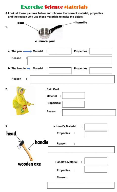 Properties Of Materials Worksheet For Grade 3