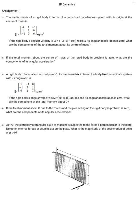 Solved The Inertia Matrix Of A Rigid Body In Terms Of A Chegg Com