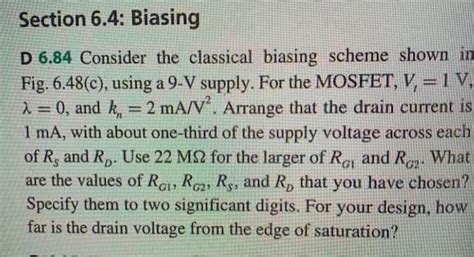 Solved Section Biasing D Consider The Classical Chegg