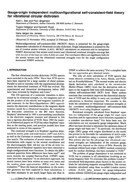 pdf gauge origin independent multiconfigurational self consistent