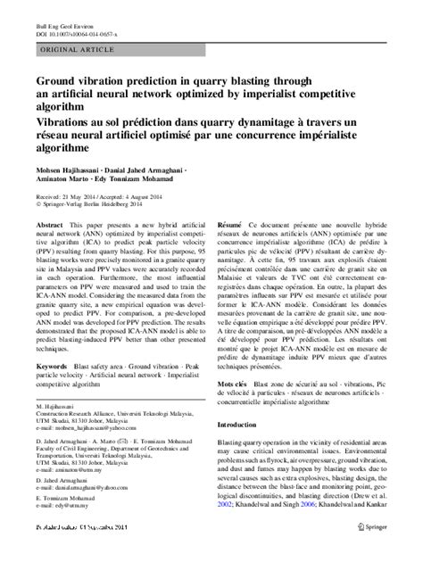 Pdf Ground Vibration Prediction In Quarry Blasting Through An