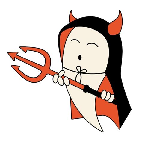 Premium Vector Cute Ghost Wearing Halloween Devil Costume And Holding