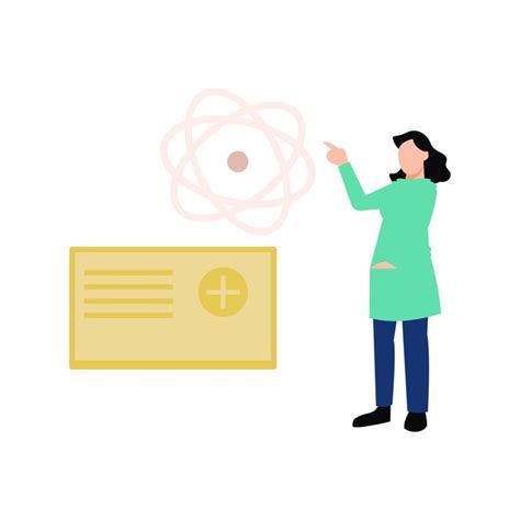 Premium Vector The Girl Is Pointing To The Structure Of The Atom