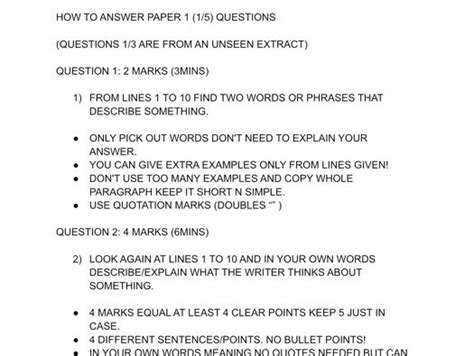 English Gcseigcse How To Answer Each Question Teaching Resources
