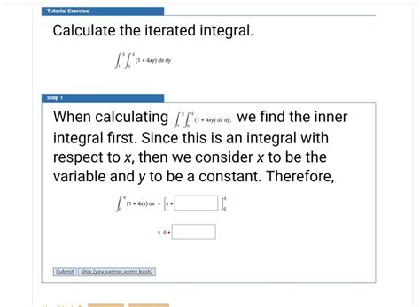 solved tutorial exercise calculate the iterated integral 1