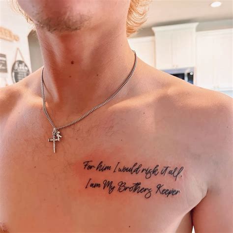 Bible Verse Tatoo Mens Tattoos Fine Line Cursive Brothers Keeper