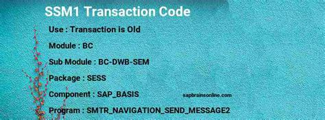 SSM1 SAP Tcode For Transaction Is Old