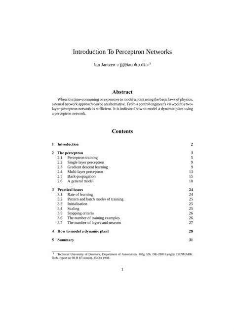 pdf introduction to perceptron networks · perceptron the algorithm